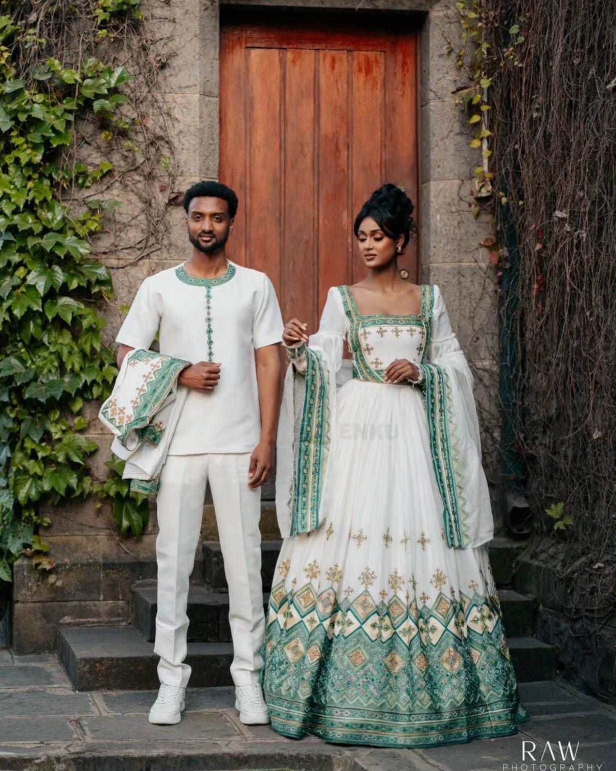 Handmade Ethiopian Kemis Dress & Men's Attire: Cultural Couple's Set - Etsy