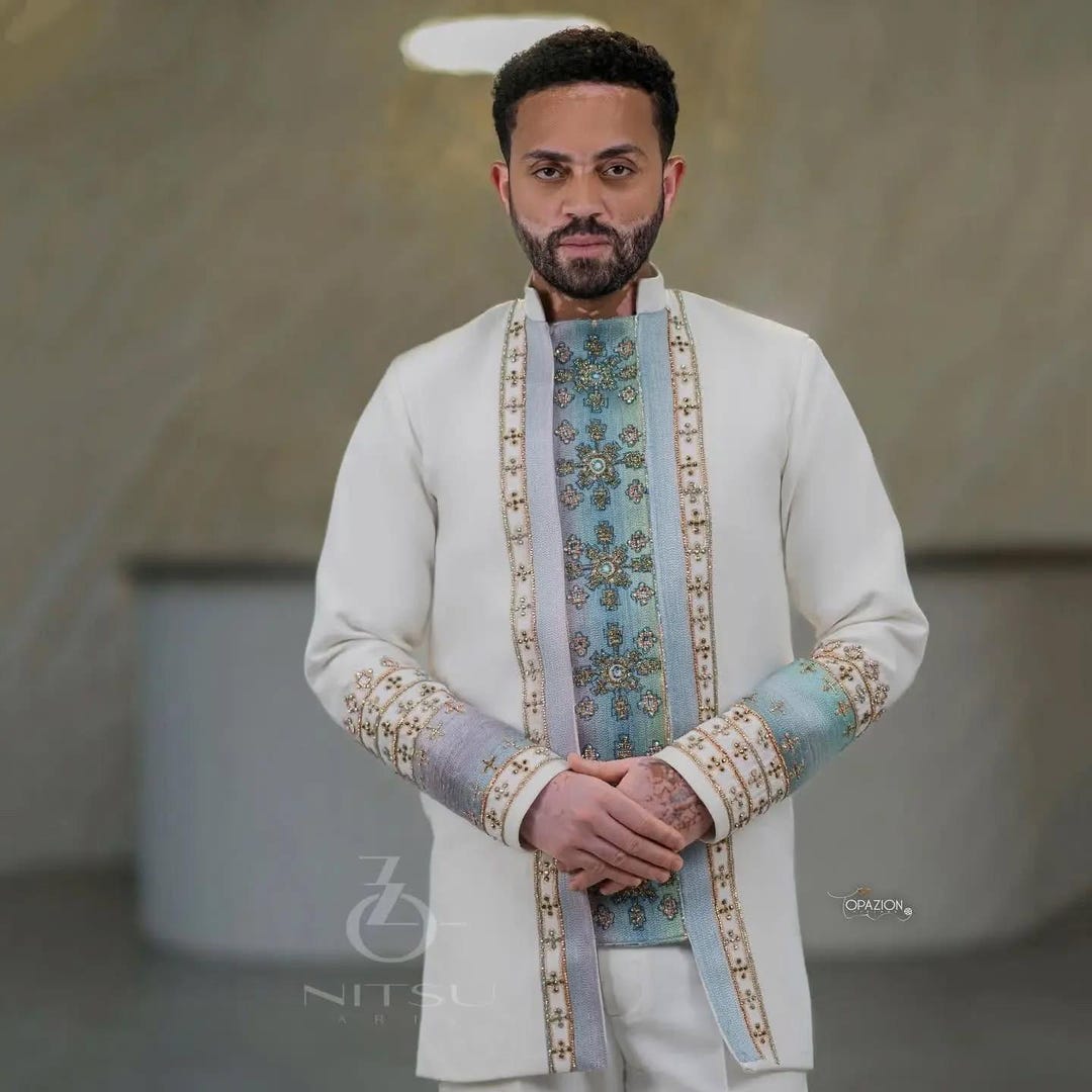 Handmade Ethiopian Men’s Traditional T-shirt – Unique Cultural Design ...