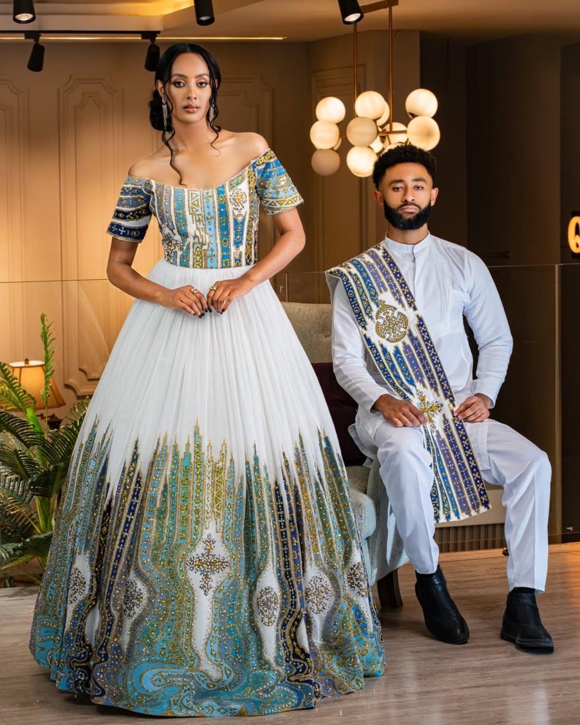 Handmade Ethiopian Kemis Dress & Men's Attire: Cultural Couple Set - Etsy