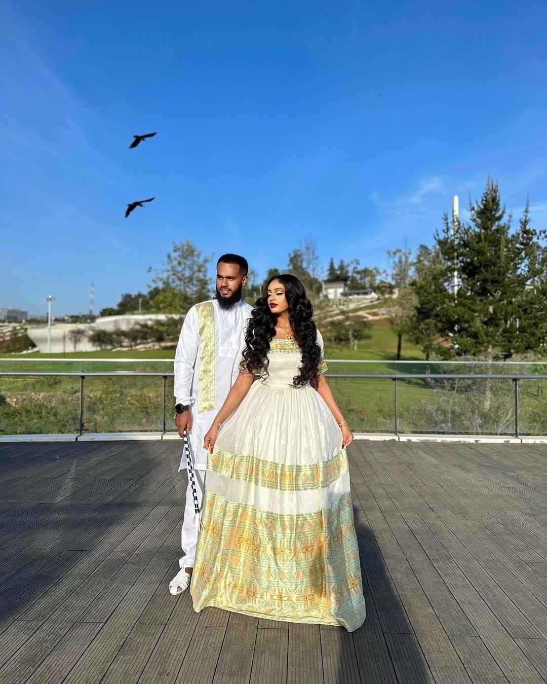 Handmade Ethiopian Kemis Dress & Mens Attire Set: Cultural Couple's ...