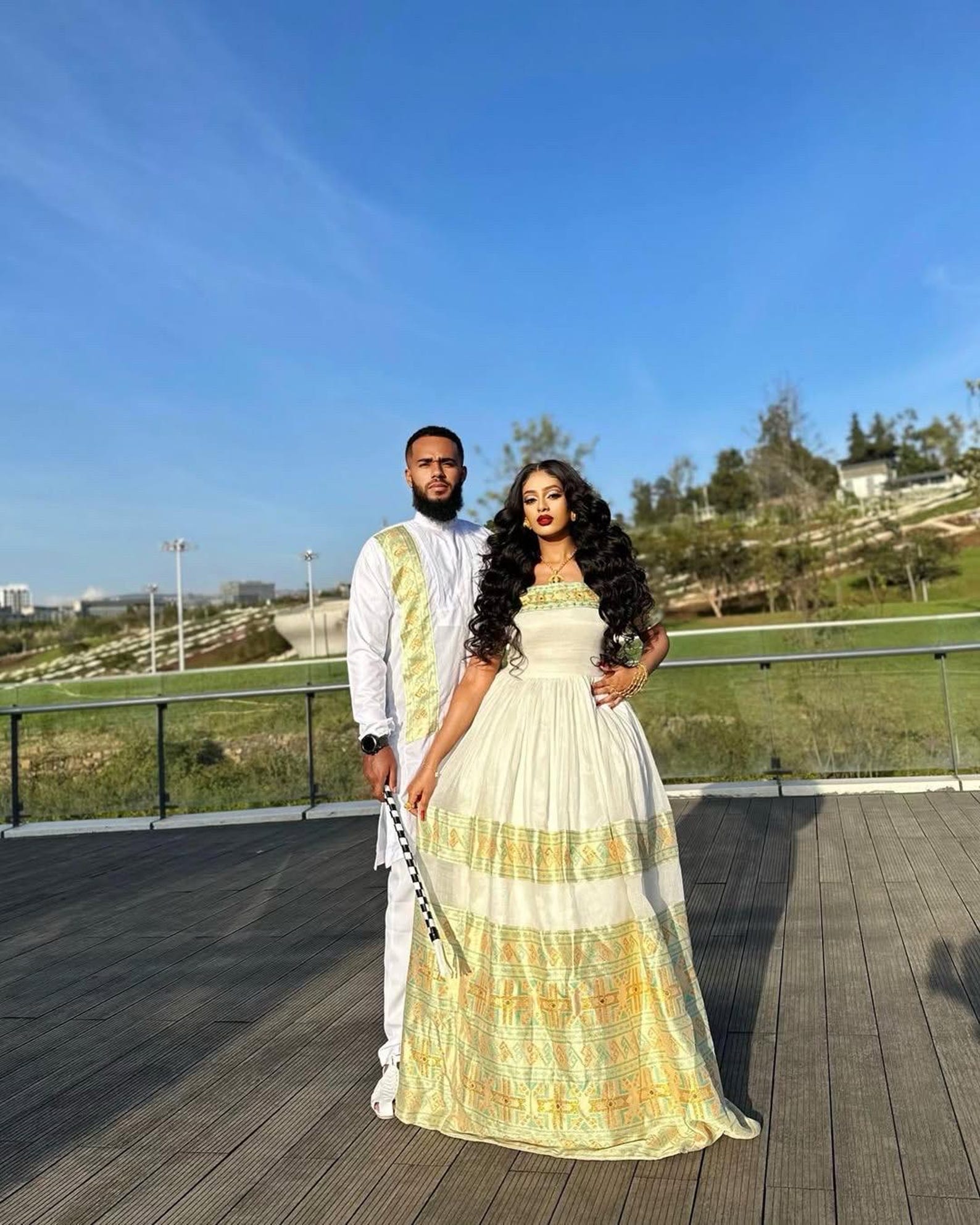 Handmade Ethiopian Kemis Dress & Mens Attire Set: Cultural Couple's ...