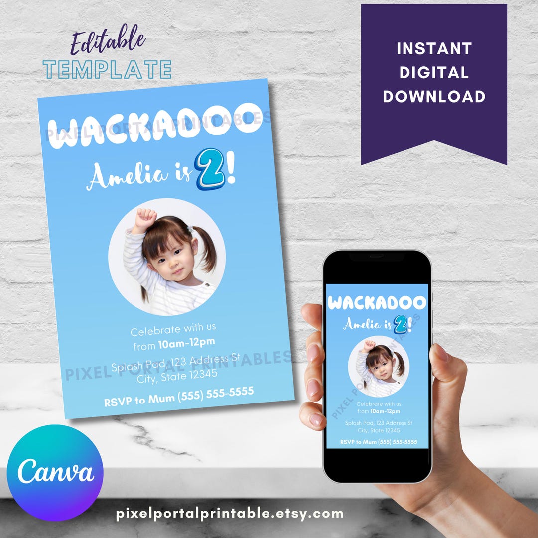 Wackadoo Turning 2, Editable Invitation, Second Birthday Party ...
