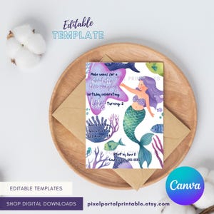 Mermaid Birthday Invitation: Two-tally Mer-mazing, Ocean Theme (canva ...