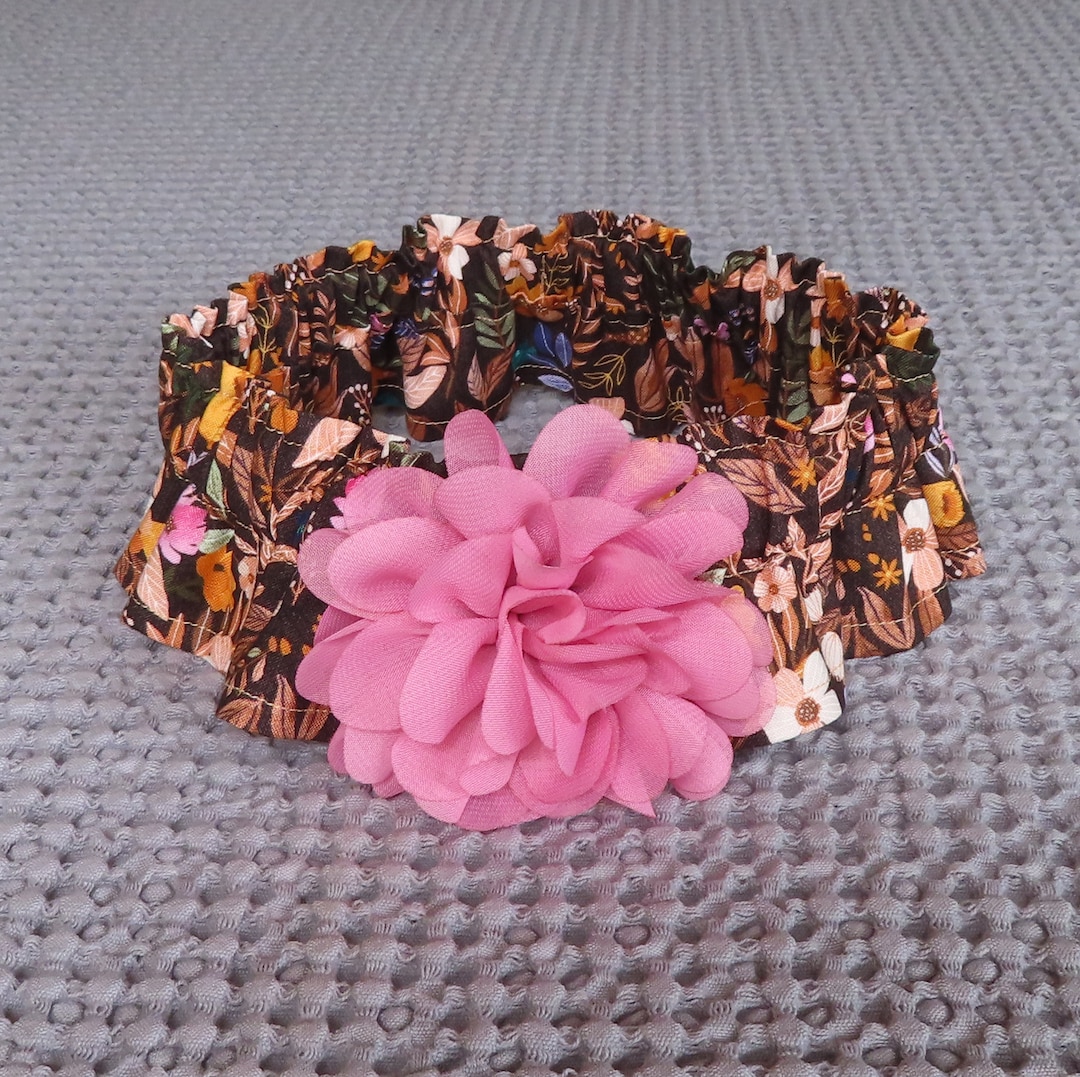 Autumn Floral Dog Scrunchie Collar, Dog Ruffle Collar, With Dusty Rose ...