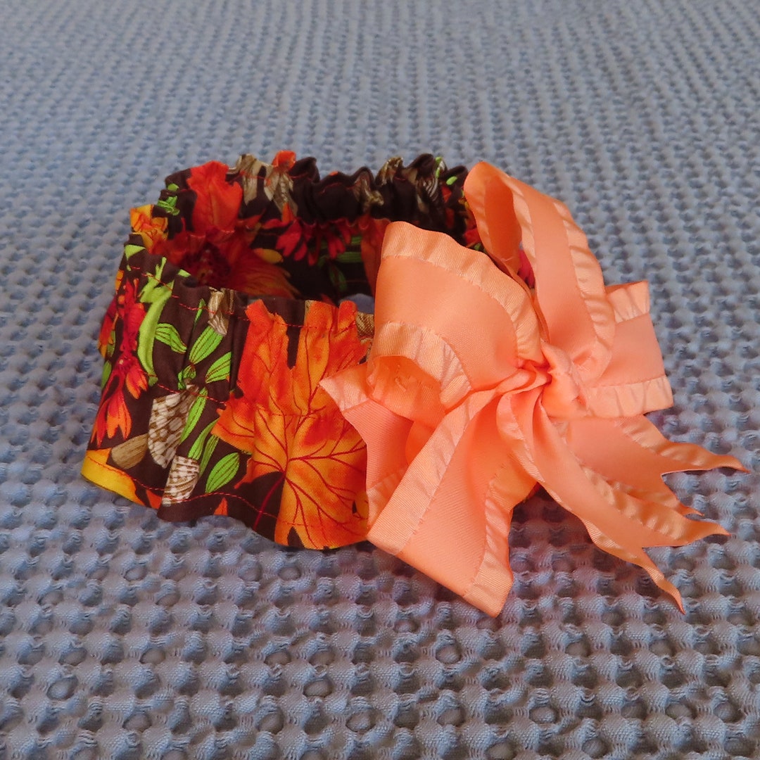 Fall Flowers on Chocolate Dog Scrunchie Collar, Dog Ruffle Collar, With ...