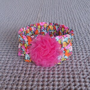 Dog Ruffle Collar, Budding Blooms Dog Scrunchie Collar With Pink ...