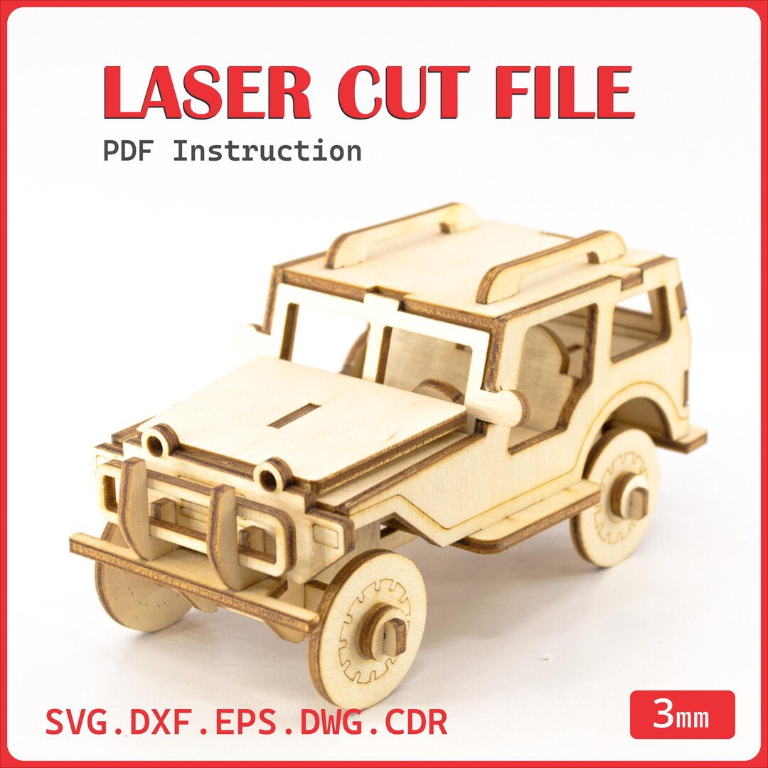 3D Laser Cut Jeep Design DIY Wooden Jeep Model Svg, Dxf, Pdf, Eps, Cdr ...