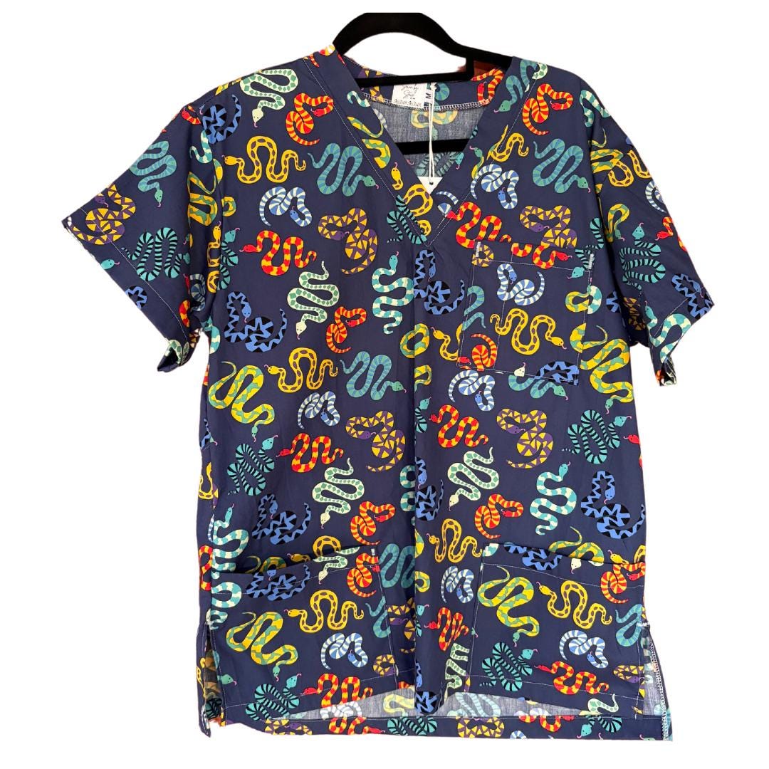 Snakes All Over Small Scrub Top: Fun Scrub Friday, Cotton Scrub Top ...