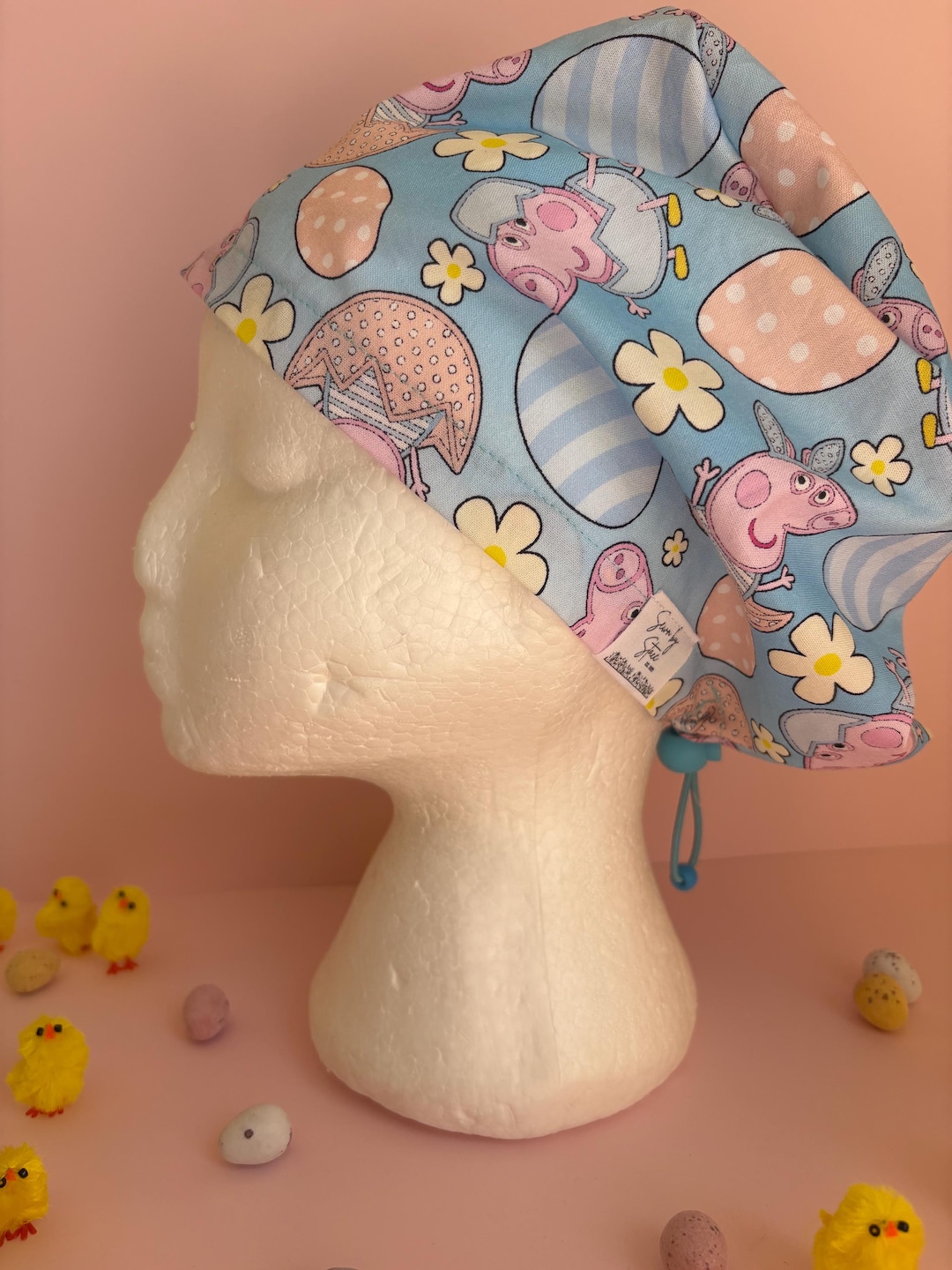 Blue Easter Peppa Pig Scrub Cap – Adjustable Cotton Surgical Hat - Etsy