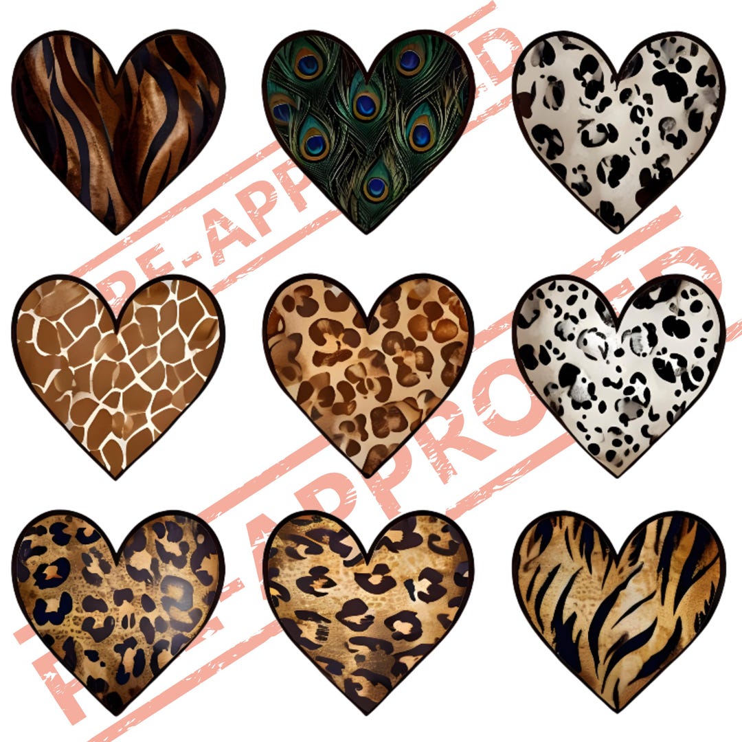 Animal Print Heart Clipart Bundle - 9 PNG, SVG, PDF Digital Download ...