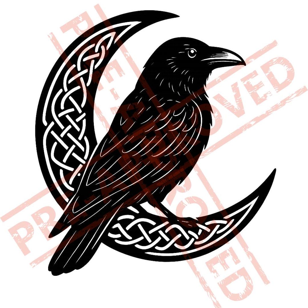 Norse Raven and Moon Design: Pagan Mystic Art (PNG & SVG Digital ...