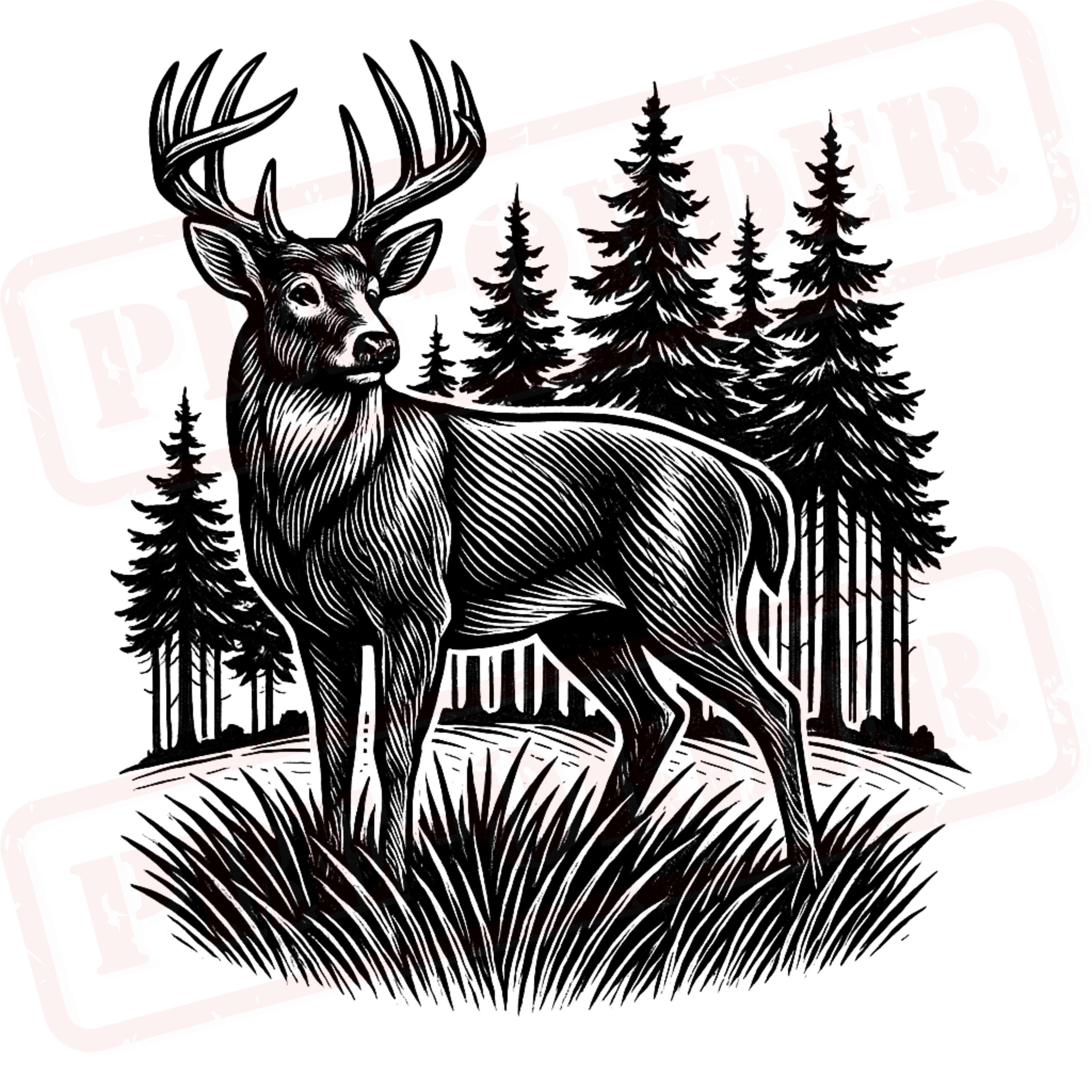 White-tailed Deer SVG: Buck Forest Clipart, Hunting Sublimation ...