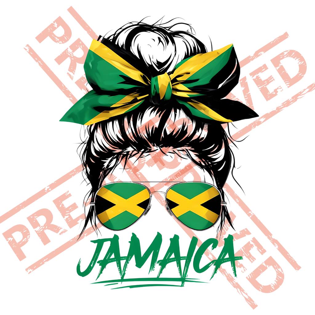 Jamaica Girl Messy Bun PNG SVG: Jamaican Flag Sunglasses Design ...
