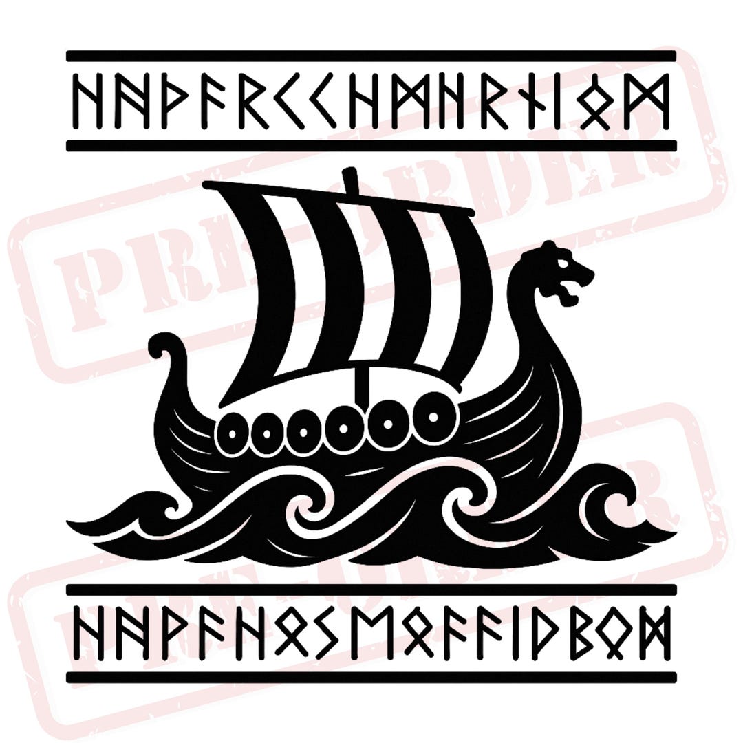 Viking Longship DTF Transfer PNG, Jpg & SVG | Norse Stormy Seas ...