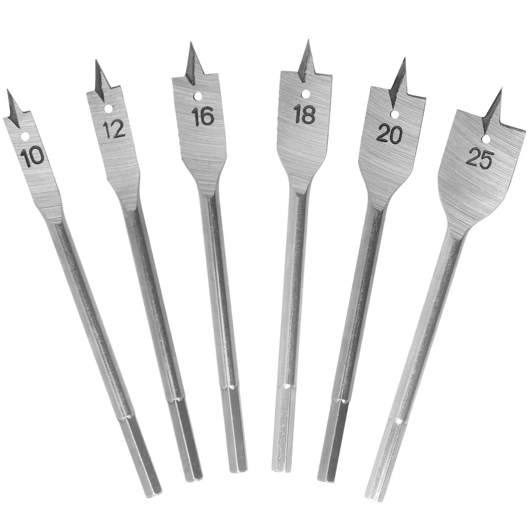 6-piece Spade Drill Bit Set – Carbon Steel Paddle Bits With 1/4" Hex ...
