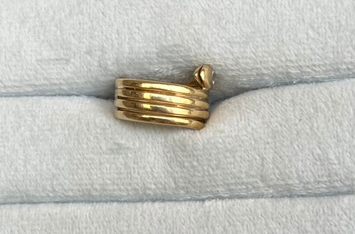 Antique 18K and Old Mine Cut Diamond Snake Ring - Etsy