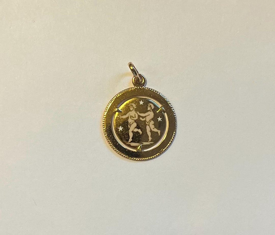 Vintage 18K Gold and Enamel Gemini Charm - Etsy