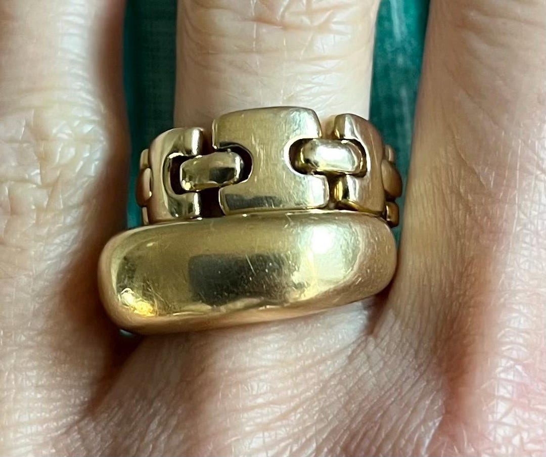 14K Gold Articulated Chain Link Ring - Etsy