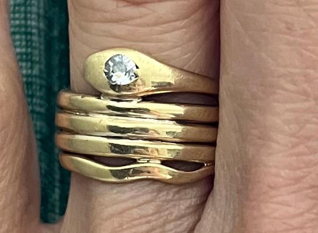 Antique 18K and Old Mine Cut Diamond Snake Ring - Etsy