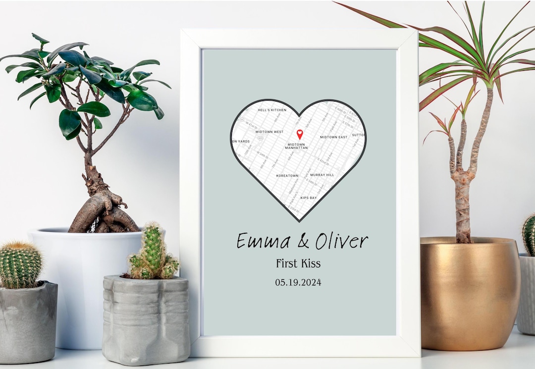 Custom Heart Map Printable – Personalized Location, Names, Date ...