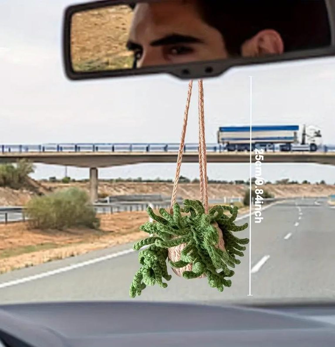 Crochet Fern Leaf Hanging Car Ornament Decor, Handmade Aesthetic ...