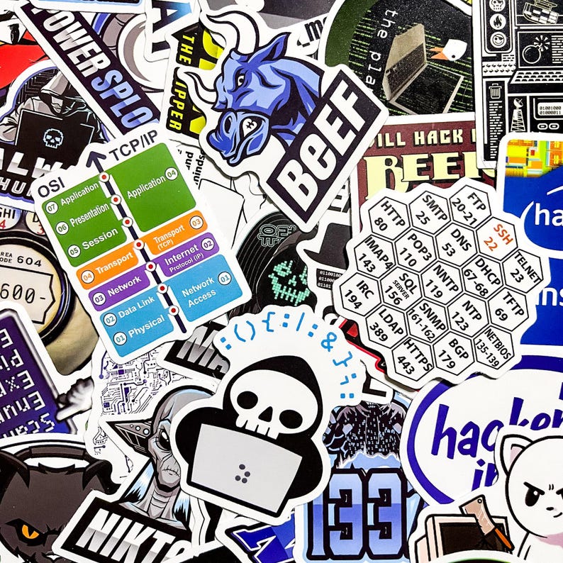 50 Random Hacker Stickers, Cybersecurity Stickers, Ethical Hacking ...