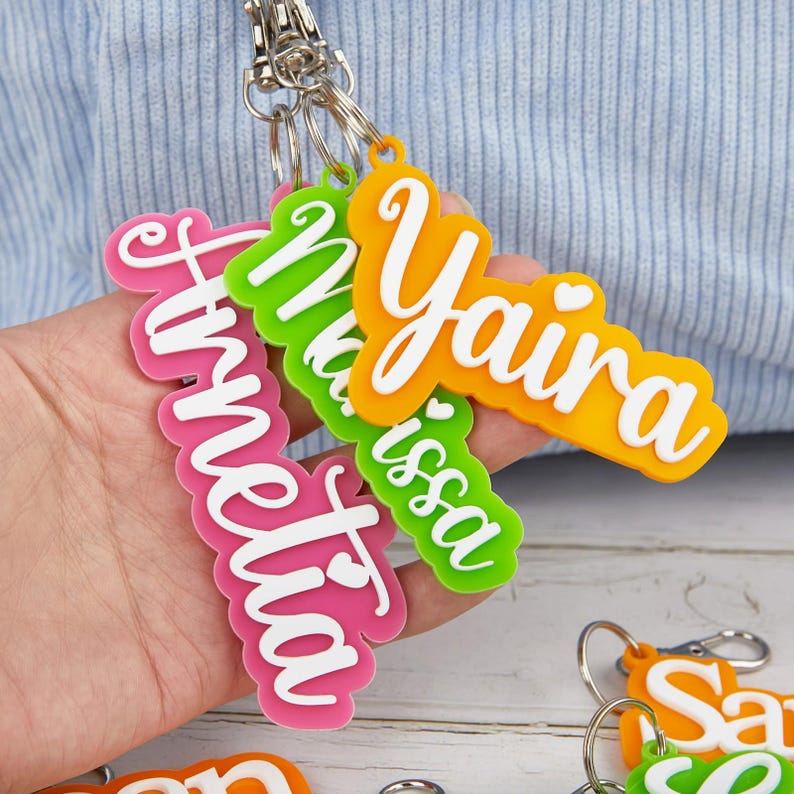 Custom Double Layer Name Keychain, BFF Gift Custom Acrylic Keychain ...