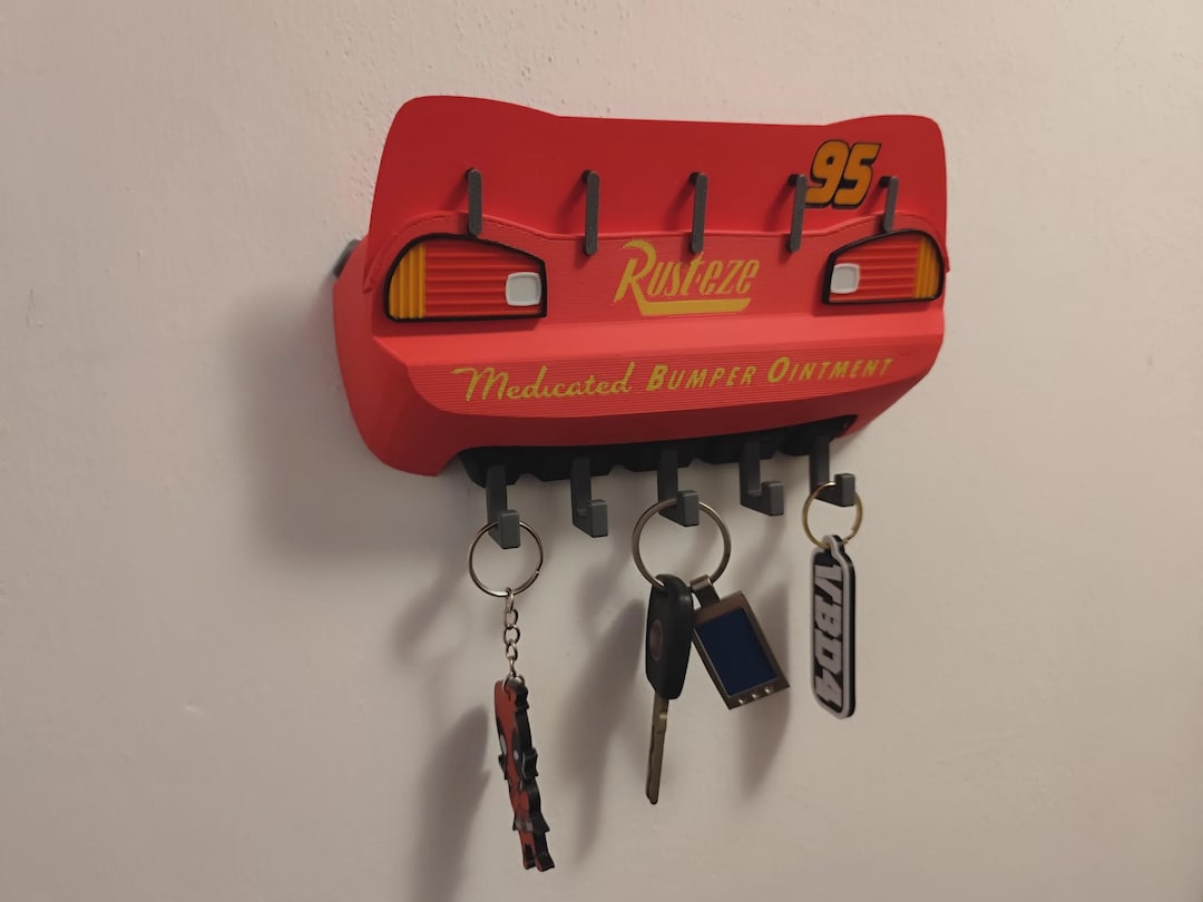 Cartoon Race Car Key Holder – Red Wall Organizer With 6 Hooks - Etsy