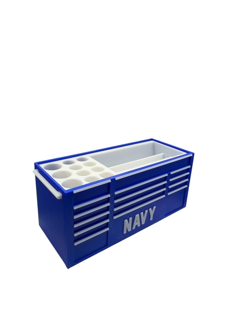 Navy Desk Organizer | Toolbox Style Pen Holder - Etsy