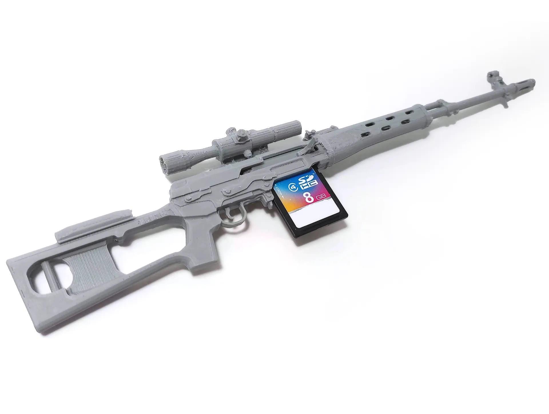 1/6 Scale Mini Dragunov SVD Sniper Rifle SD Card Holder – Functional ...