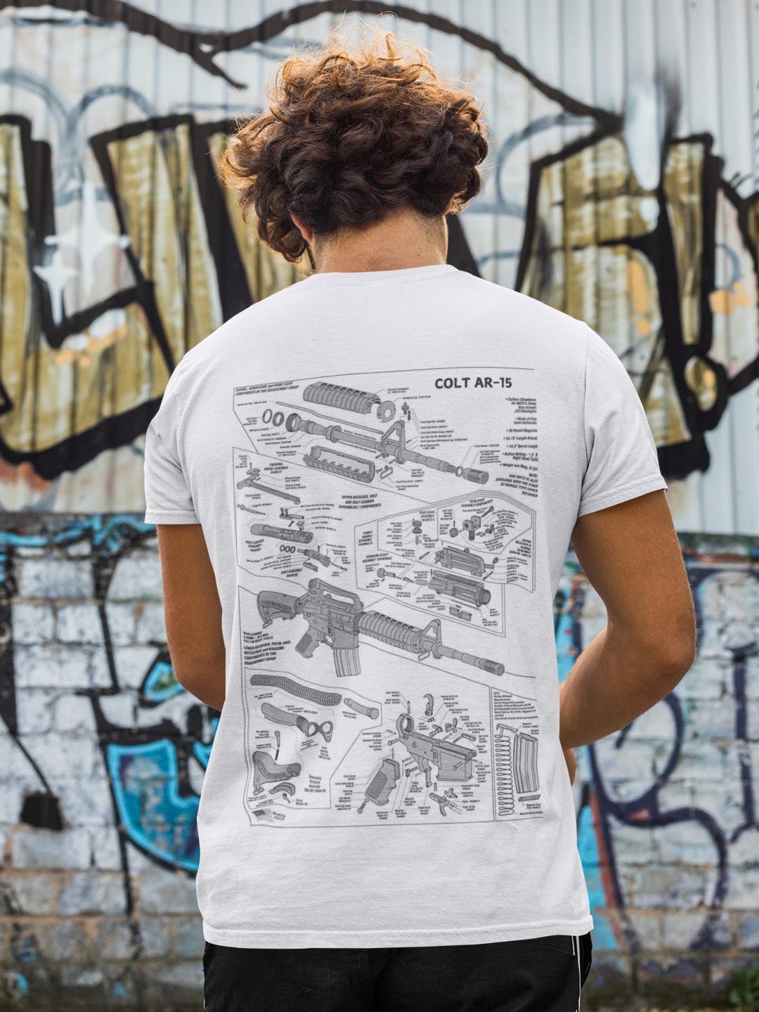 AR-15 Rifle Schematic Shirt, Retro Gun Shirt, Streetwear Shirt, Firearm ...