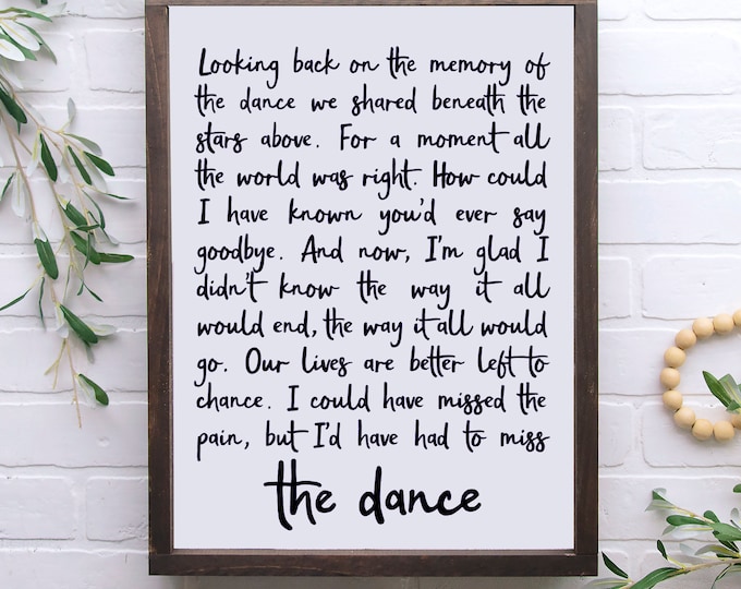 The Dance Lyrics Sign 16x20 - Etsy
