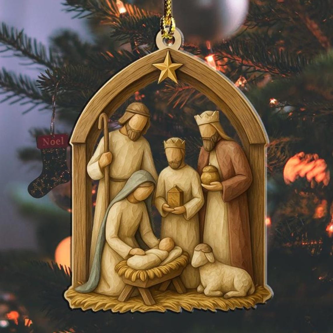The Nativity Scene Christmas Ornament, O Holy Night Scene Christmas ...