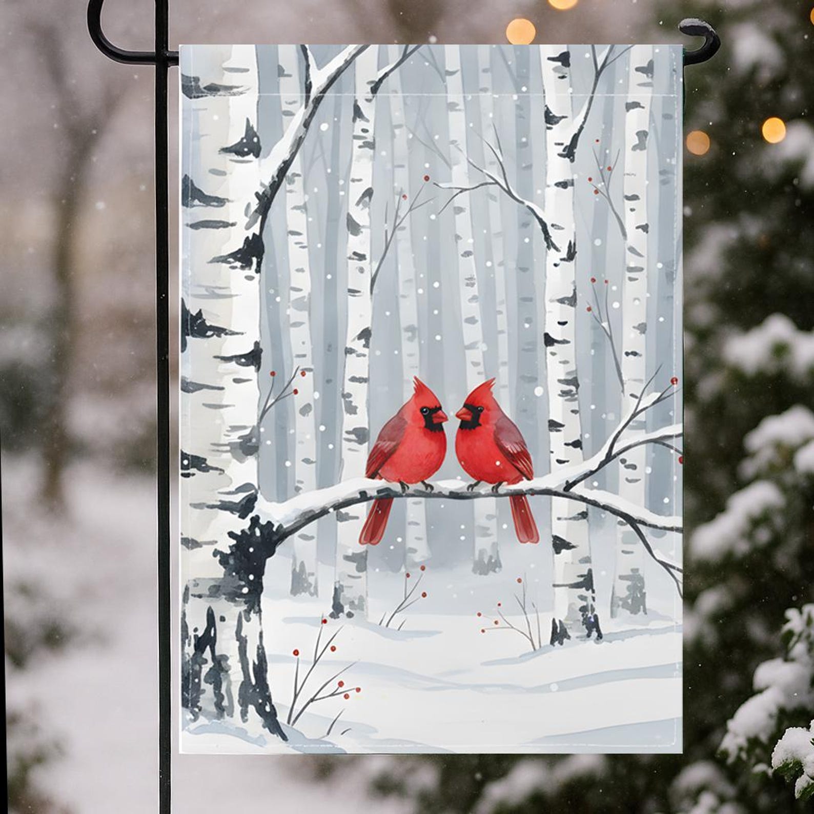 Winter Cardinal Garden Flag, Red Cardinal Outdoor Decor, Couple ...