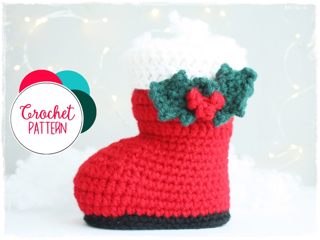Crochet Christmas Santa Boots Pattern / Christmas Gift / Holly Berry ...