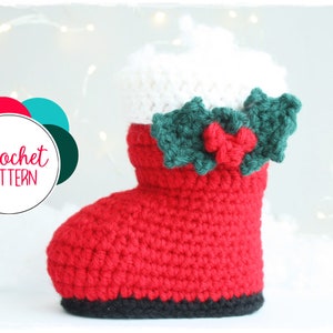 Crochet Christmas Santa Boots Pattern / Christmas Gift / Holly Berry ...