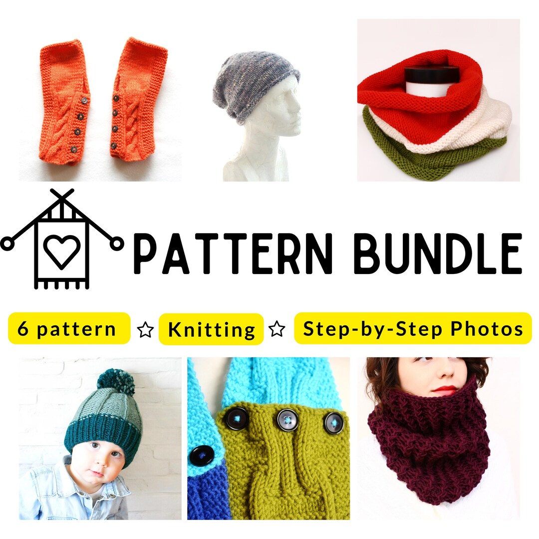 Knitting Pattern Bundle 6 Patterns for All Skill Levels and All Ages ...