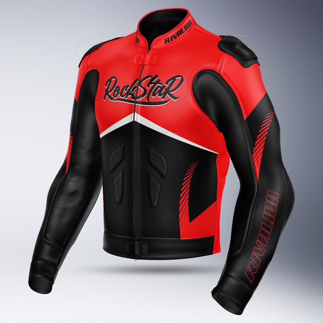 Honda Red Rockstar Motorcycle Racing Jacket, Motorcycle Leather Jacket ...