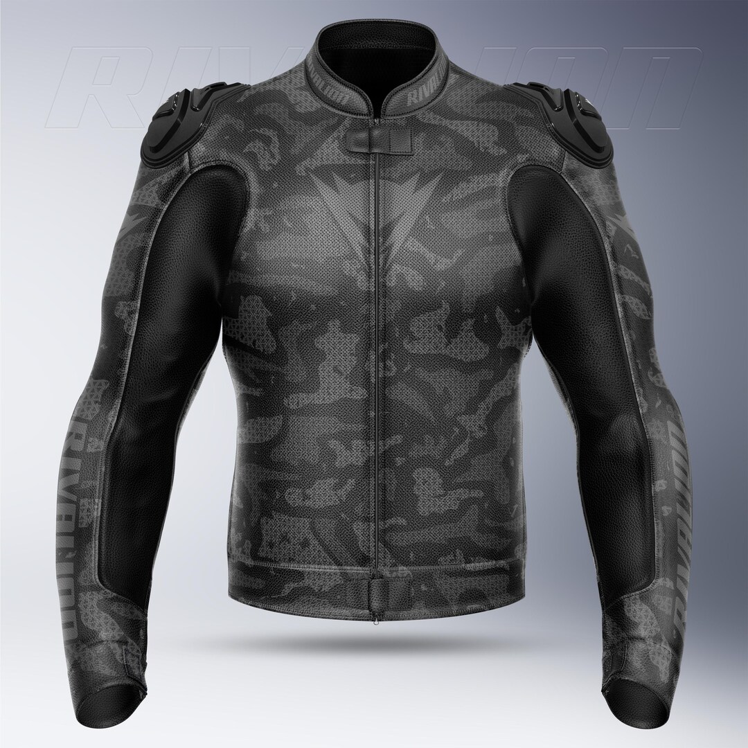 Camo Cowhide & Kangaroo Leather Motorcycle Jacket With Removable ...