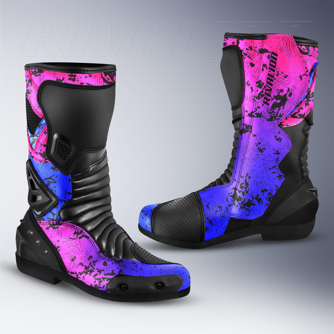 Custom Leather Motorcycle Race Boots: Printed Logos & Safety Armor - Etsy