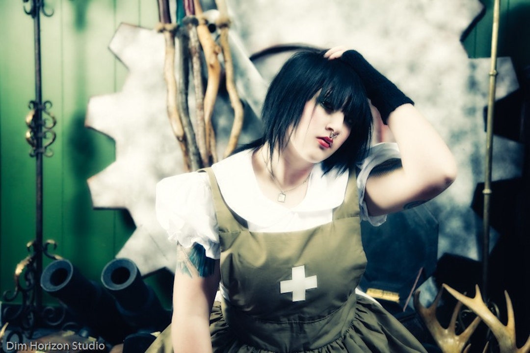 Army Nurse Dress and Apron Post Apocalyptic Zombie Military Gothic ...
