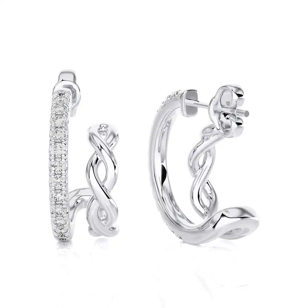 1/3 CTW Double Huggie Trendy Earrings | Diamond Hoop Earrings | Real ...