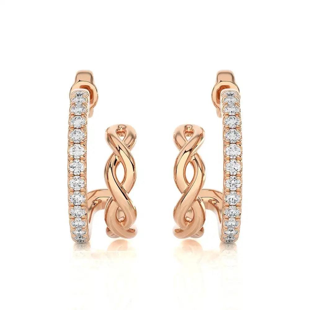 1/3 CTW Double Huggie Trendy Earrings | Diamond Hoop Earrings | Real ...