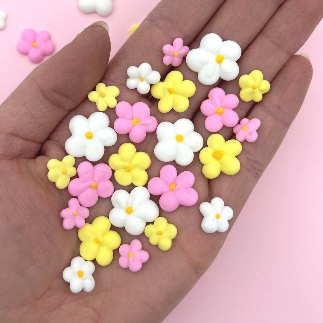 54 Spring Blossoms Icing Flowers - Royal Icing Flowers - Cake Toppers ...