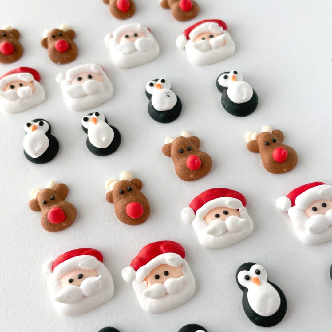 12 Mini Christmas Icing Shapes - Santa Icing - Reindeer - Icing ...