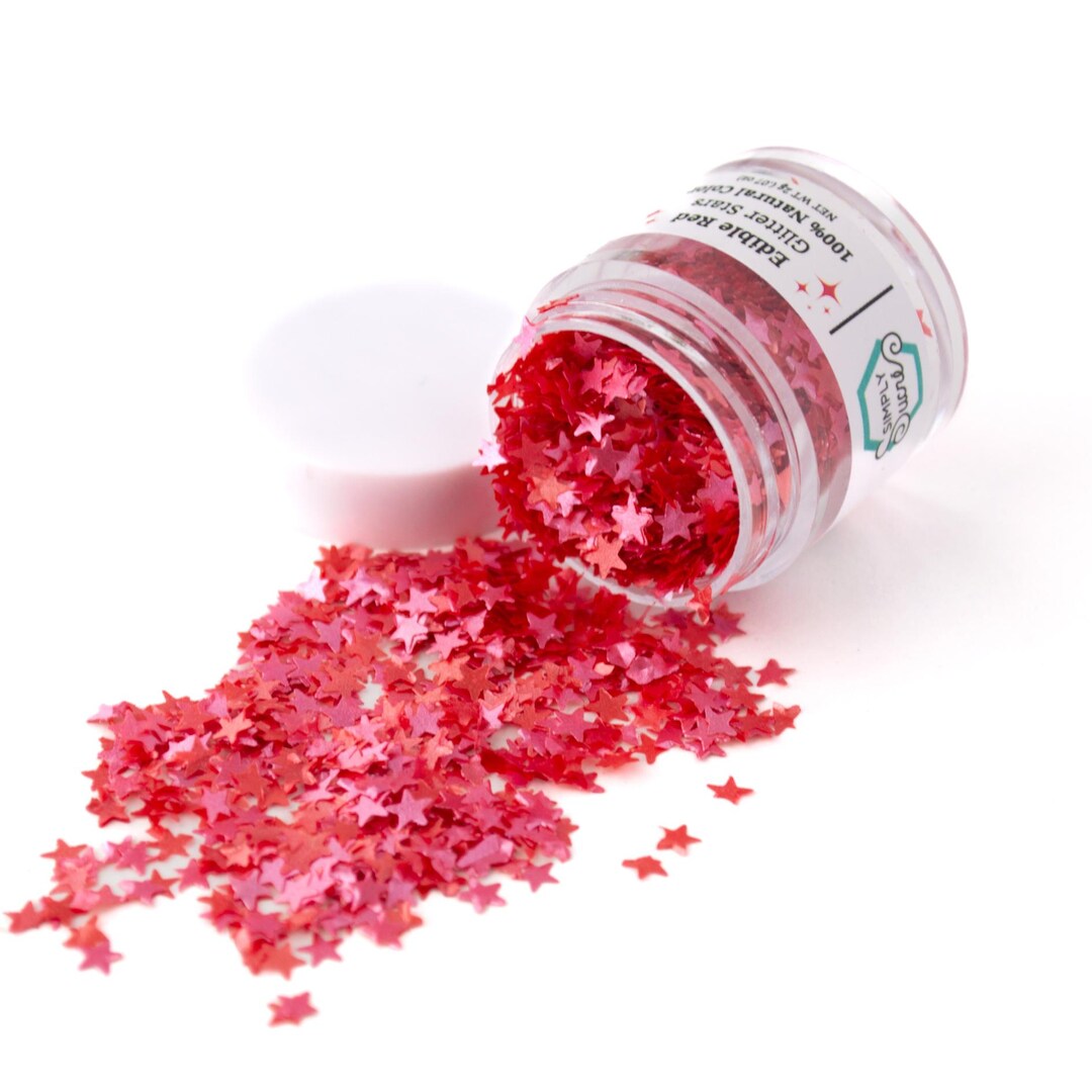 Natural Edible Red Glitter Stars: Vegan Cake Cupcake Toppers - Etsy