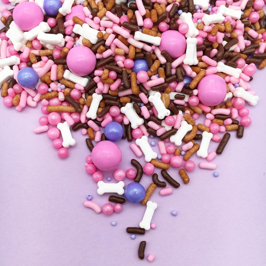 Pink Paw-ty Sprinkle Mix: Edible Dog Bone Cake Decoration - Etsy