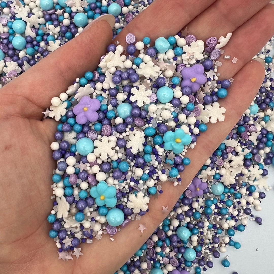 Frozen Princess Sprinkles - Edible Sprinkles - Snowflakes - Blue and ...