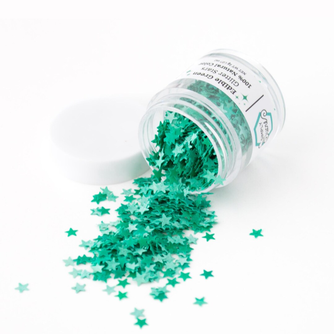 100% Natural Edible Green Glitter Stars (2 Grams) – No Artificial ...