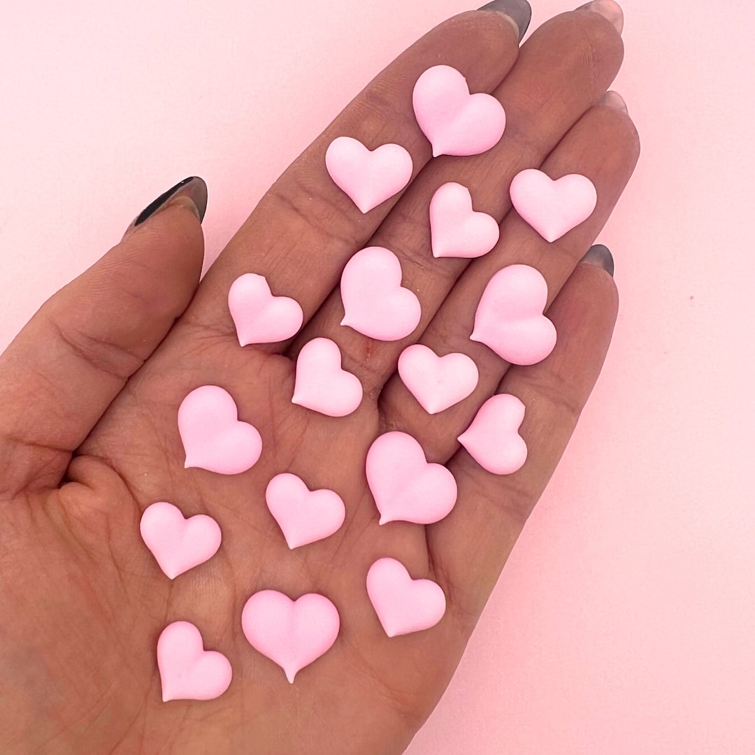 36 Pink Mini Heart Icing Decorations - Sugar Hearts - Pink - Valentines ...